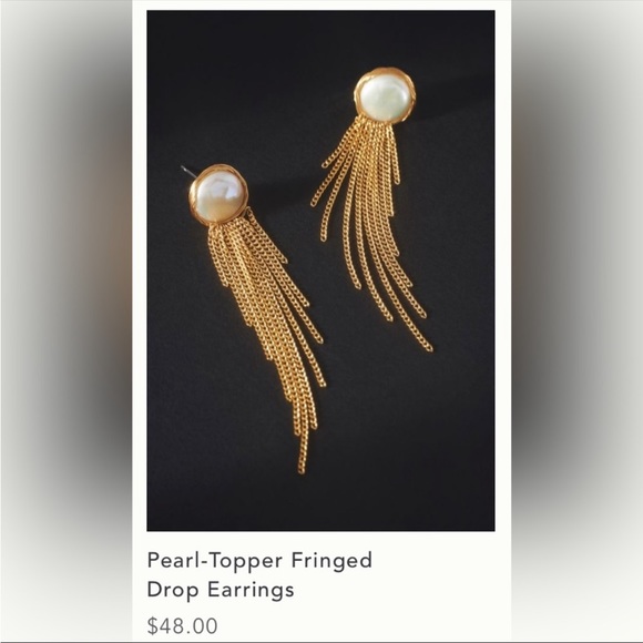 Anthropologie | Jewelry | Anthropologie Pearl Topper Fringed Drop ...